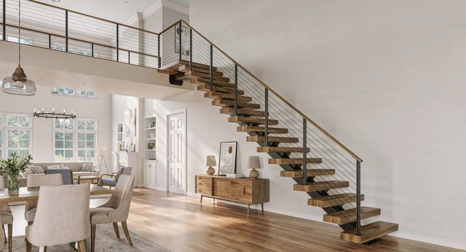 Floating Stairs with Lighting - The Haven Straight Stair - Paragon