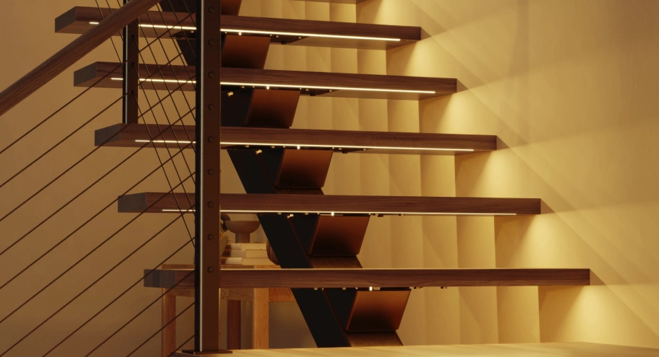 Floating Stairs with Lighting - The Sheridan Straight Stair - Paragon